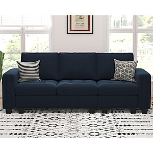 Belffin Velvet Modular Sofa Couch 3 Seater Sofa Couch for Living Room Blue