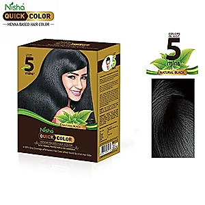 Nisha Quick Hair Color Henna-Based Herbal Protection & No Ammonia 100% Grey Coverage permanent Root Touch Up & Full Hair Color