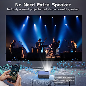 2023 Upgraded Mini Projector with Bluetooth and Projector Screen, Full HD 1080P Supported Portable Video-Projector, Home Theater Movie Projector Compatible with HDMI,VGA,USB,AV,Laptop,Smartphone