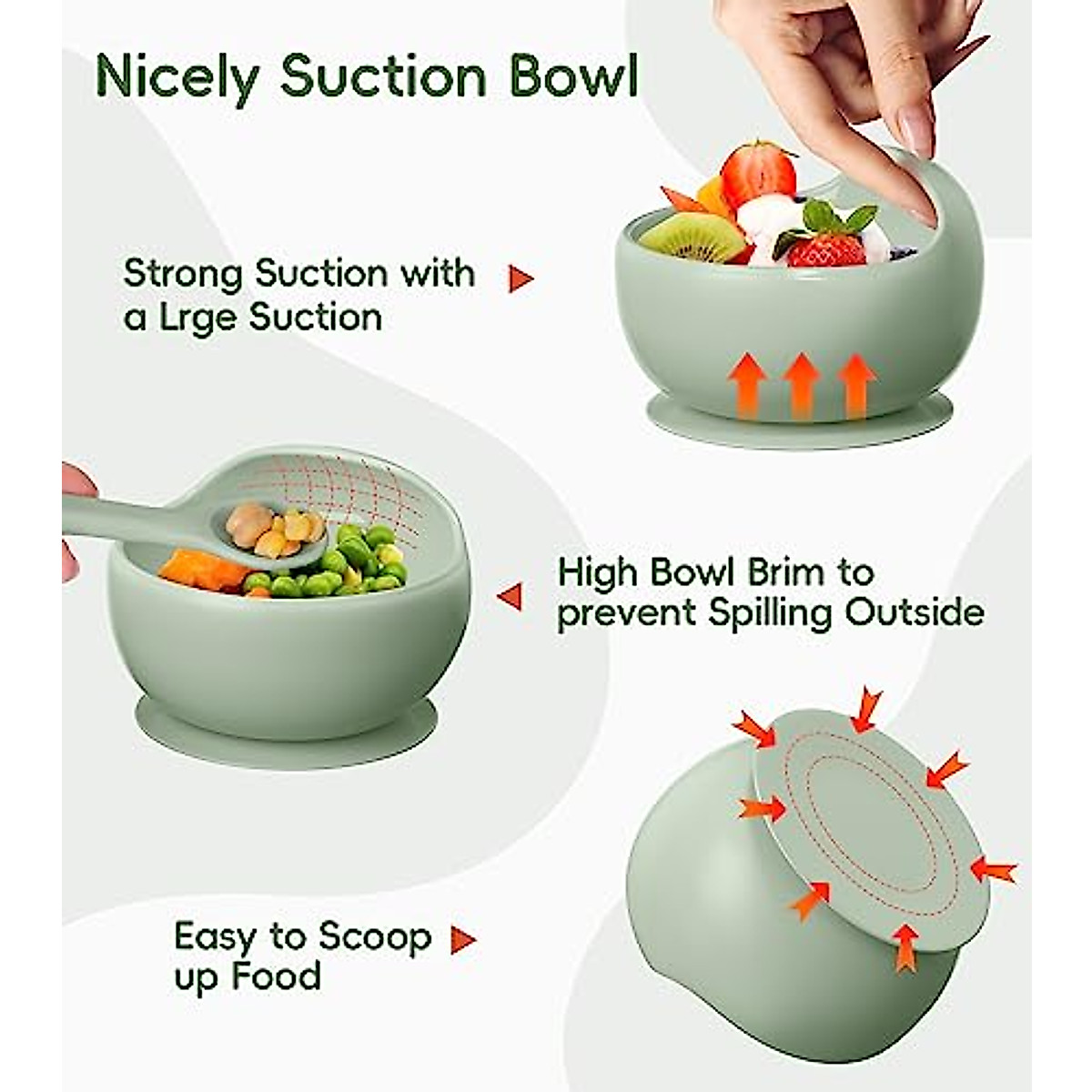 Silicone Baby Feeding Set, Complete Baby Led Weaning Supplies Bpa Free, 8 Pack Baby Eating Supplies with Infant Suction Bowl and Plates, Bowl Cup Spoon and Fork Set, Infant Utensils Dish for Baby