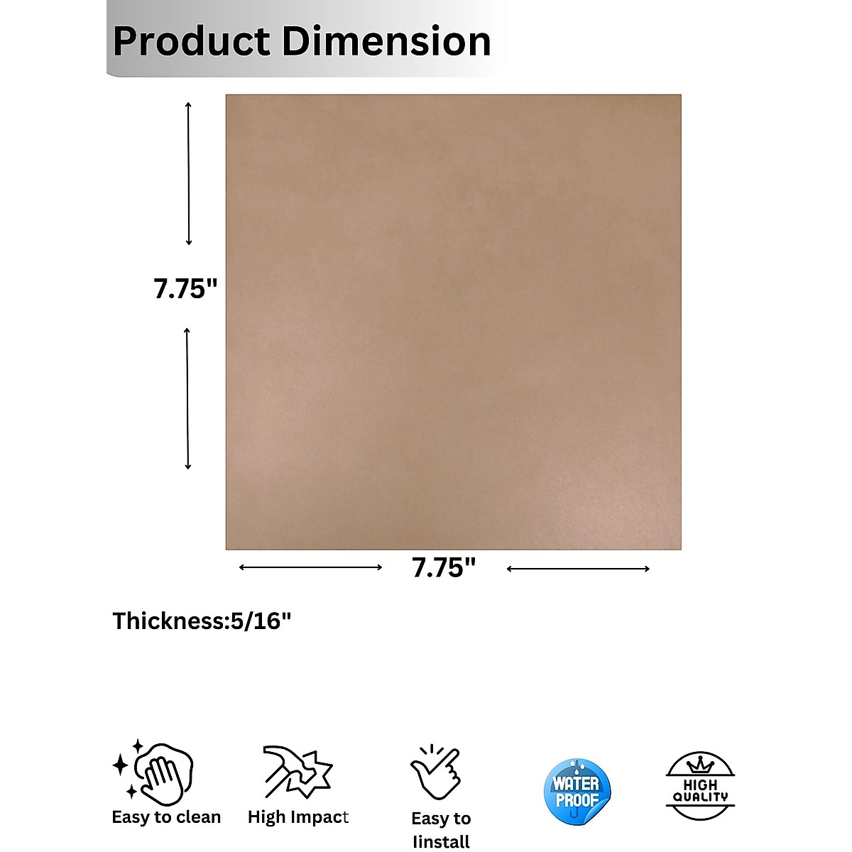 USCT TMAICAD-8X8-RC Terracota 8x8 Gres Porcelain Square Flooring Wall Tile Matte Look for Backsplash Kitchen, Bathroom Shower, Accent Wall (1 Piece)