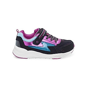Stride Rite Girls Lighted Cosmic Sneaker, Black Multi, 2 Wide Little Kid