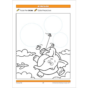 School Zone - Tracing Trails Workbook - 32 Pages, Ages 3 to 5, Preschool, Pre-Writing, Intro to Shapes, Alphabet, Numbers, and More (School Zone Little Hand Helper™ Book Series)
