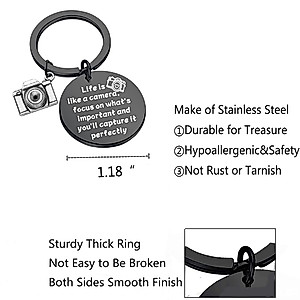 FUSTMW Photographer Gift Camera Charm Keychain Wedding Photographer Gift Camera Gifts (Black)