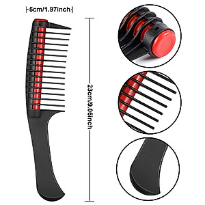 3 Packs Hair Comb, Comb with Roller, Detangling Comb with Roller Integrated Roller Hair Comb, Anti Splicing Comb for Salon Barber Hair Dye (Red)