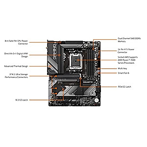 GIGABYTE B650 Gaming X AX (AM5/ LGA 1718/ AMD/ B650/ ATX/ 5-Year Warranty/ DDR5/ PCIe 4.0 M.2/ PCIe 4.0/ USB 3.2 Gen2x2 Type-C/AMD Wi-Fi 6E/ Realtek 2.5GbE LAN/Motherboard)