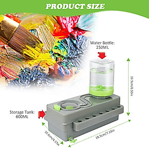 Paint Brush Cleaner Upgrade Painting Supplies, Painting Station with Drain, Strengthen Water Recycling Brush Rinser, Paint Brush Cleaner Tool for Acrylic, Watercolor and Water-Based Paints, Grey