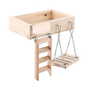 HEEPDD 3Pcs Wooden Hamster Crawling Ladder Funny Swing Toys Set Small Animal Toy Cage Accessories for Gerbil Rat Chinchillas Guinea Pig Squirrel