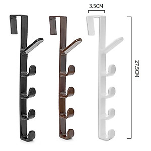 canjoyn 5 Layers Over The Door Hook Organizer Rack Hanger Backpack Handbag Door Hook, Pack of 4 (White)