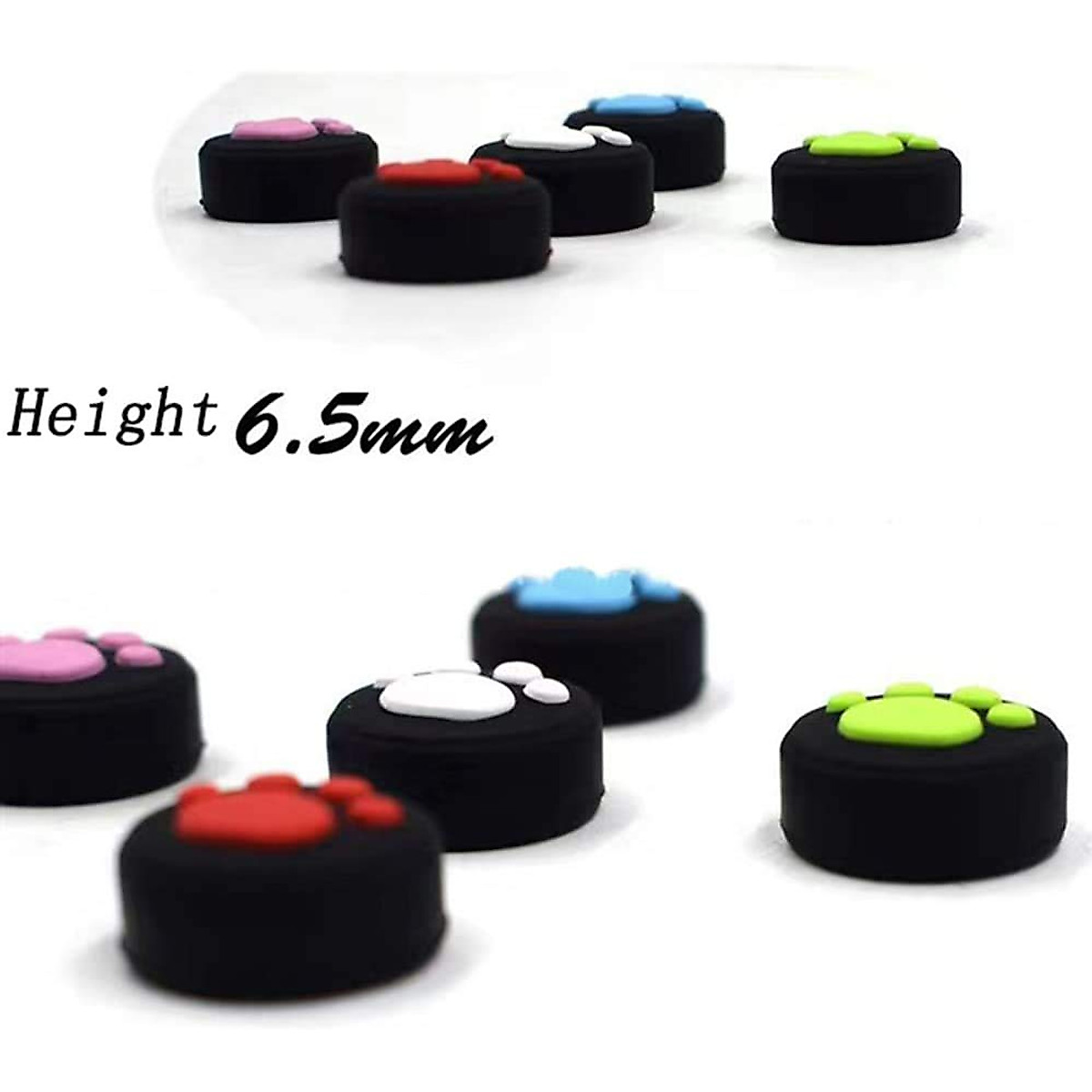 Ambertown 2 x Silicone Analog Controller Thumb Stick Joystick Grips Cap for Nintendo Switch NS/Switch Lite Controller Joy-Con ThumbStick Cute Cat Paw Claw (White)