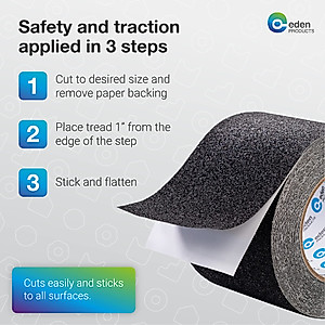 EdenProducts Heavy Duty Anti Slip Grip Tape (4inx33ft) - High Traction Anti Slip Tape, Waterproof Outdoor Grip Tape for Stairs, for Skateboards, Bat, Pool, Floor - Non Skid Tape Outside Step Treads