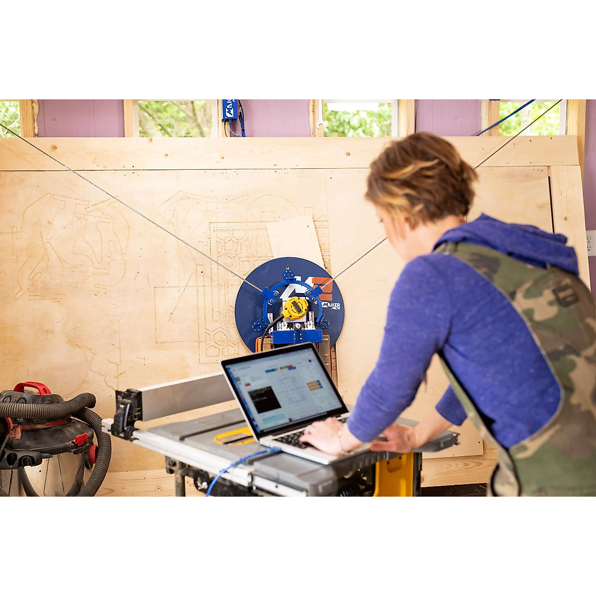 M2 CNC Engraving Machine Kit, First Wall Mounted Highly Accurate Cutting Engraver, 3-Axis CNC Machine for Wood, Metal, Plastic & More, Up to 4x8ft Working Area, Based on Maslow CNC Design