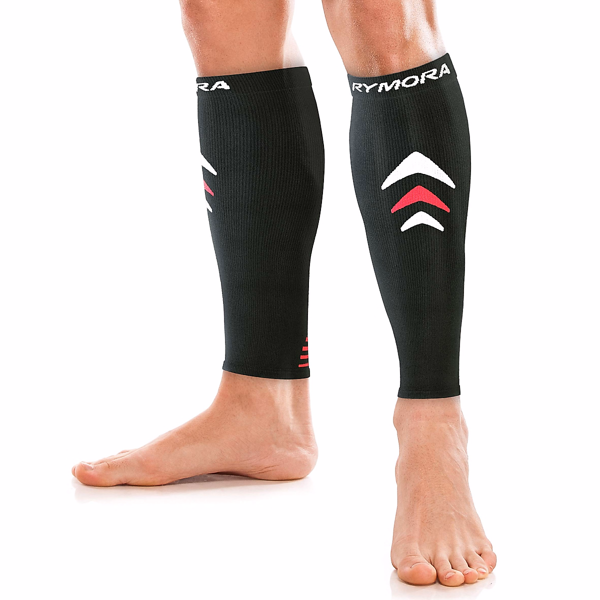 Rymora Calf Compression Sleeves Men Women Shin Splints Running (Pair) (Black) (M)