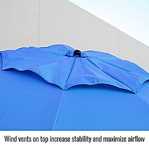 Black Stallion UB250 Core Flame-Resistant Industrial Umbrella, Blue & Tripod Stand Set