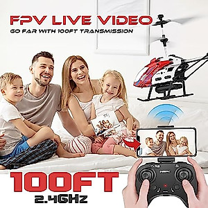 DEERC Remote Control Helicopter W/ 1080P HD Camera, RC Helicopters W/FPV Live Video, LED Lights, Altitude Hold, Gyroscope, 2.4GHz Toy for Boys Girls