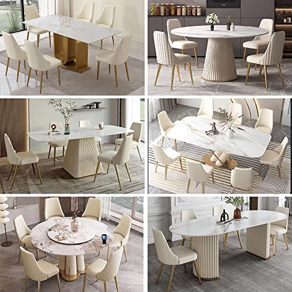 Runboll Modern Dinner Chairs Set of 2 PU Leather Accent Chairs with Metal Legs for Kitchen, Dining, Bedroom, Living Room