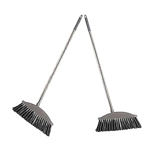MERRYHAPY 2pcs Stainless Steel Broom Angle Broom Indoor Outdoor Broom Deck Scrub Brush Garbage Sweeping Broom Household Broom Outdoor Brooms Soft Broom Floor Sweeping Broom Dark Grey Plastic