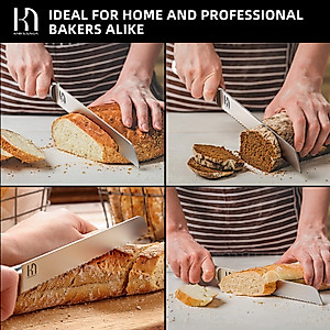 KnifeSaga Bread Knife for Homemade Bread 8 Inch, Japanese Serrated Sourdough Bread Slicing Knife Innovative High Carbon Stainless Steel, Razor Sharp Kitchen Bread Cutting Knife Ergonomic Handle, White
