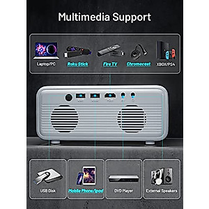 CLOKOWE Mini WiFi Projector for iPhone, HD Movie Projector with Synchronize Smartphone Screen, Native 1080P Portable Projector Include 100" Screen, Compatible with iOS/Android/TV Stick, and HDMI/USB