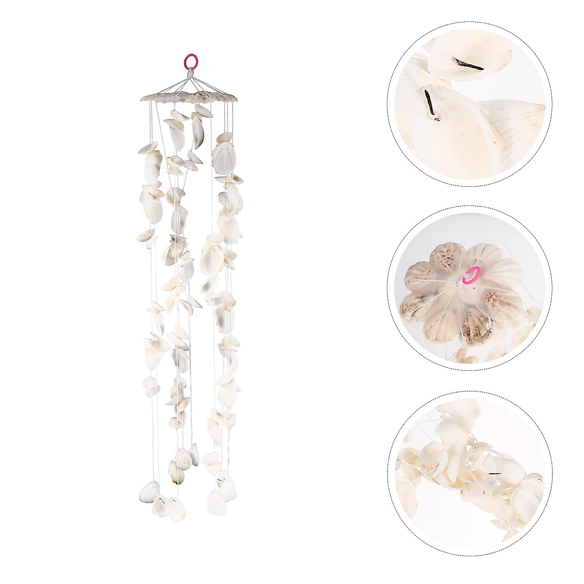 BESPORTBLE Natural Seashell Wind Chime Seashell Wind Bell Decorative Hanging Ornament Nautical Home Decor Gift for Room Patio Balcony Garden (White)