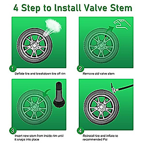 CDWTPS TR414 Tire Valve Stem,Rubber Snap-in Short Black Stem for Tubeless 0.453 Inch 11.5mm Rim Holes on Standard Vehicle Tires(8pcs/Bag)