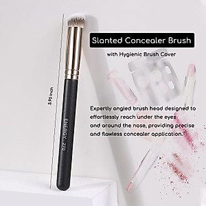 ENERGY Under Eye Concealer Brush Nose Contour Brush Mini Angled Flat Top Kabuki for Dark Circles Puffiness Blending Buffing with Powder Liquid Cream Small Flawless Makeup Foundation Brush