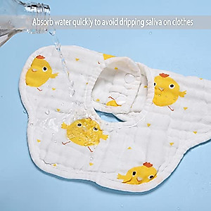 isrono 6pcs Baby Petal Bibs 360-Degree Rotating Multicolor 100% Cotton Soft and Absorbent with 8 Layers of Gauze Suitable for 0-2 Years Old Boys and Girls Who Are Teething Feeding and Drooling