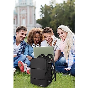 Travel Laptop Backpack, Airplane Approved Travel Backpack Suitcase For Men Women With Usb Charging Port, Lightweight College 35l Luggage Bag 15.6 inch Laptop Backpack Gifts For Casual Business,Black