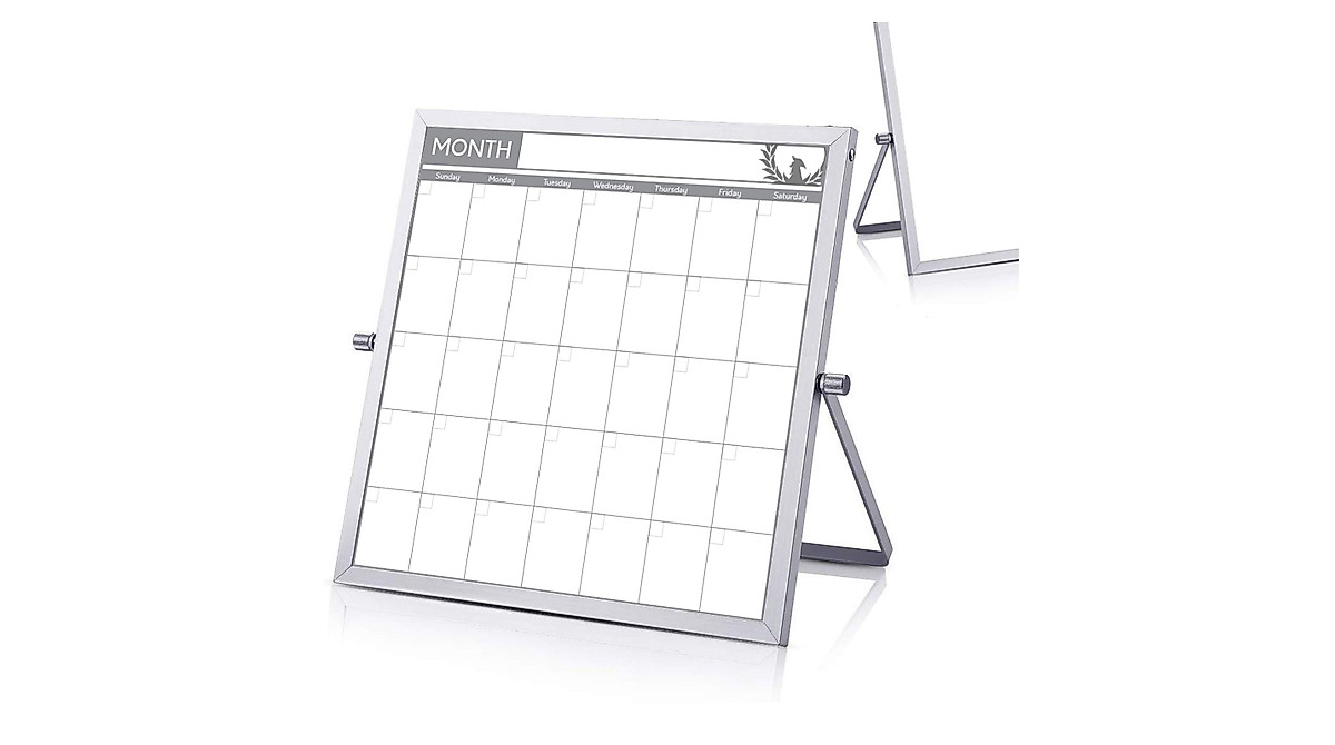 Small Double Sided White Board Calendar - Portable Desk Planner