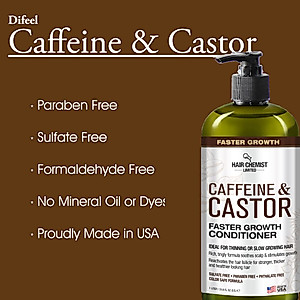 Hair Chemist Caffeine and Castor Faster Growth Conditioner 33.8 oz. - Hair Conditioner for Faster Hair Growth