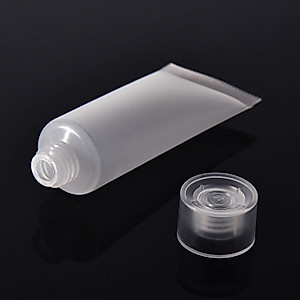 Mose Cafolo ~ 100pcs 10ml (0.34oz) Empty Cosmetic Tubes Toiletry Lotion Bottle with Screw Cover. Smooth, Polish White Plastic with Free Syringe as Gift!