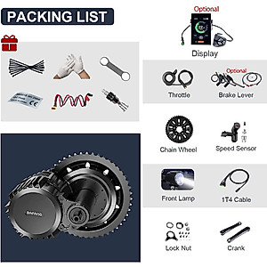 BAFANG 1000W Mid Drive Kit : BBSHD 48V Mid Motor for 68mm Bottom Bracket, 500C Display and 46T Chainring, 8Fun Electric Bike Conversion Kit for Mountain City Ebike - No Battery