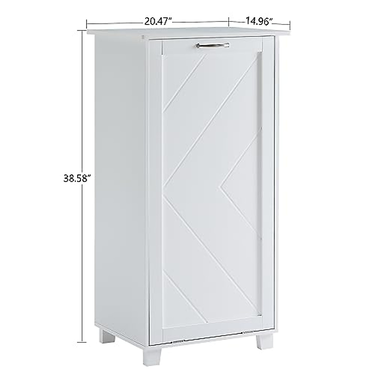 VECELO Tilt Out Kitchen Trash Bin Cabinet, Dog Proof Garbage Can with Wood Holder Free Standing Recycling, White