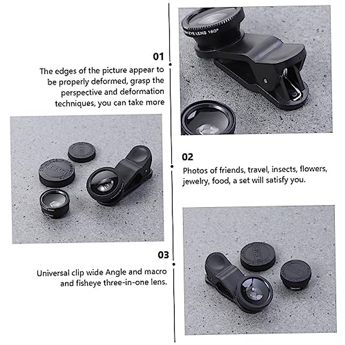 NOLITOY 2PCS Phone Lens Wide Angle Lens Smartphone Phones Smartphones Fish Eye Lens for Phone 13 3 in 1 Phone Camera Lens Phone fisheye Lens Optical Lenses Phone Clip-on Camera Lens Triple