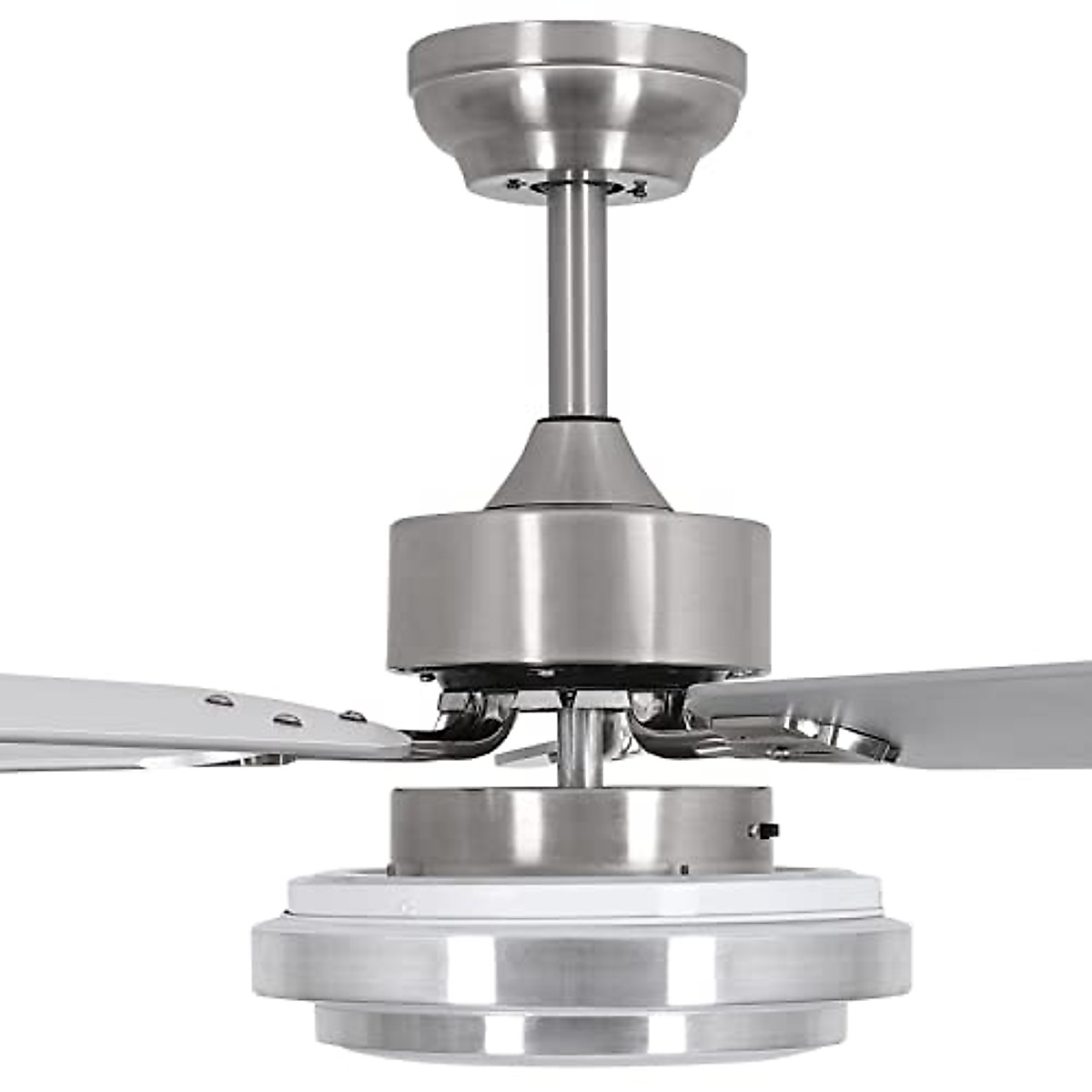 hykolity 52 Inch Ceiling Fans with Lights (Integrated LED) Remote Control, Reversible Motor and Blades, ETL Listed, for Patio Living Room, Bedroom, Office - Brushed Nickel (5-Blades)