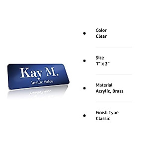Name Tag, Magnetic Name Tags, Personalized Name Tags, 1" x 3", Durable Engravable Impact Acrylic Material, Made in The USA by My Sign Center (Classic Rectangle)