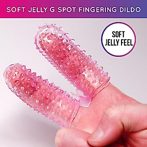 Ousandy Dildo Vibrator G Spot Vibrator Clitoral Finger Sleeve Soft Jelly Clit Adult Couples Sex Toys (Pink)