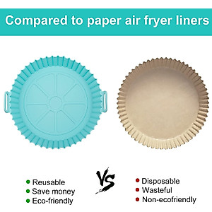 Air Fryer Silicone Liners, Reusable Silicone Air Fryer Liners, 7.5 Inch Silicone Inserts for 3QT-5QT Air-Fryer, Silicone Pot Basket Air Fryer Oven Accessories, 2-Pack (Gray+Pink)