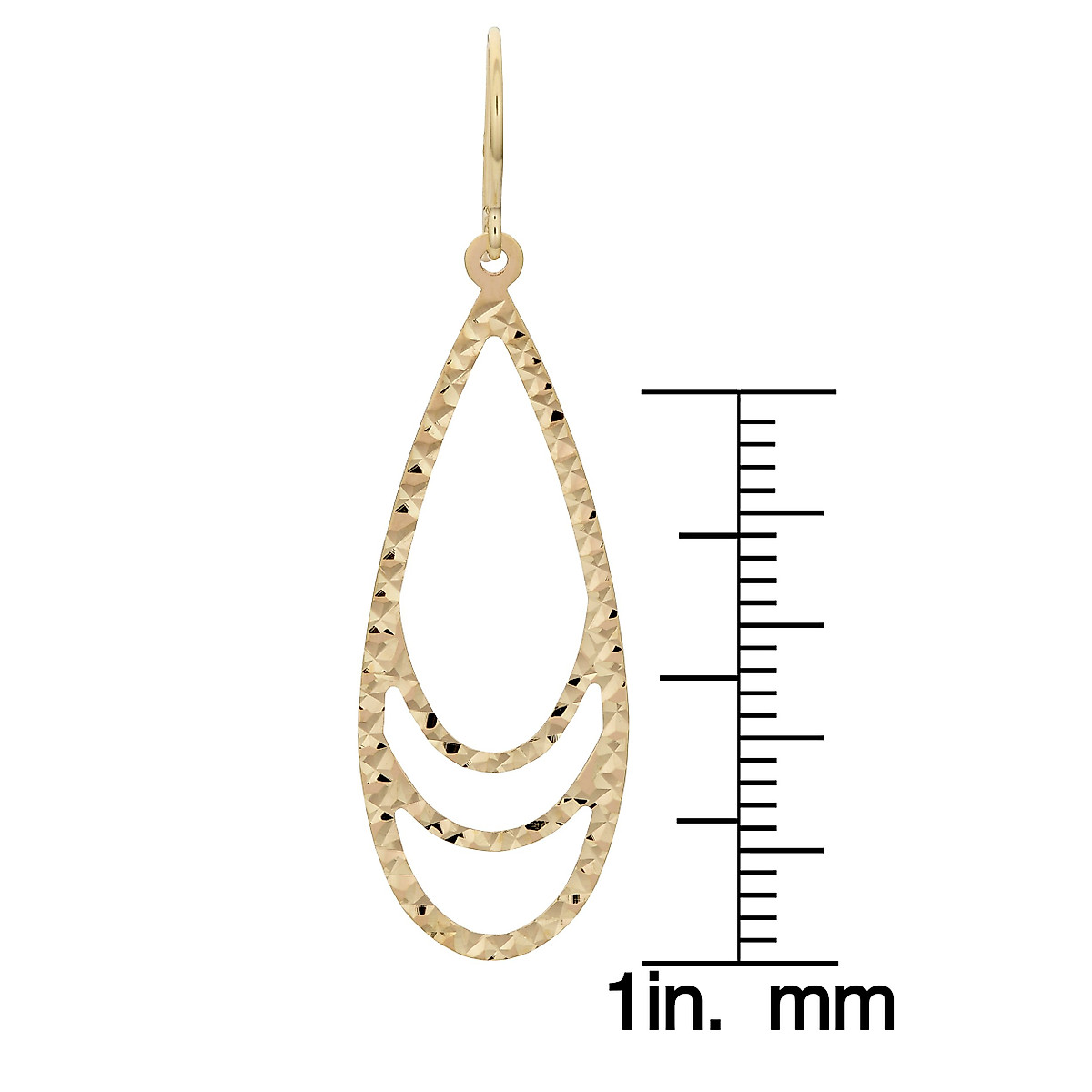 Kooljewelry 10k Yellow Gold Diamond-cut Finished Teardrop Dangle Earrings