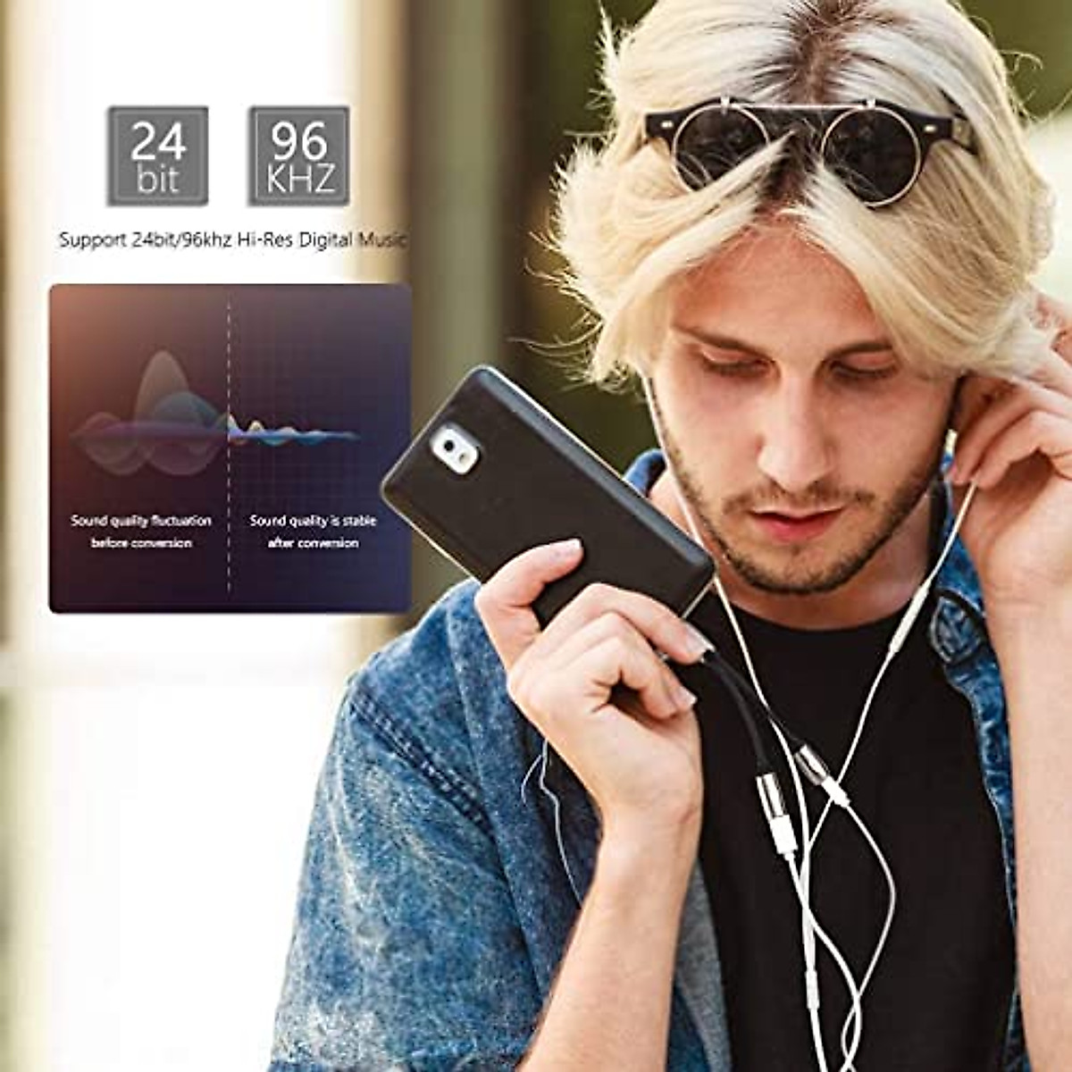 Headphone Adapter for Galaxy S21, USB C to 3.5mm Audio Adapter and Charger with PD 60W Fast Charging Compatible with Samsung S21/S20/Note 20/20Ultra/10+, Google Pixel 5/4/4 XL/3/3 XL