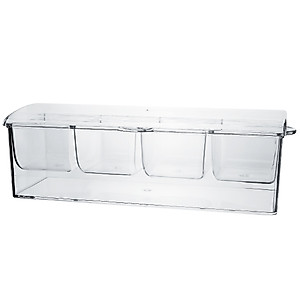 Estilo Condiment Server with Lid, Condiment Organizer on Ice, Clear Container with 4-Section Organizer, Condiment Server Caddy on Ice