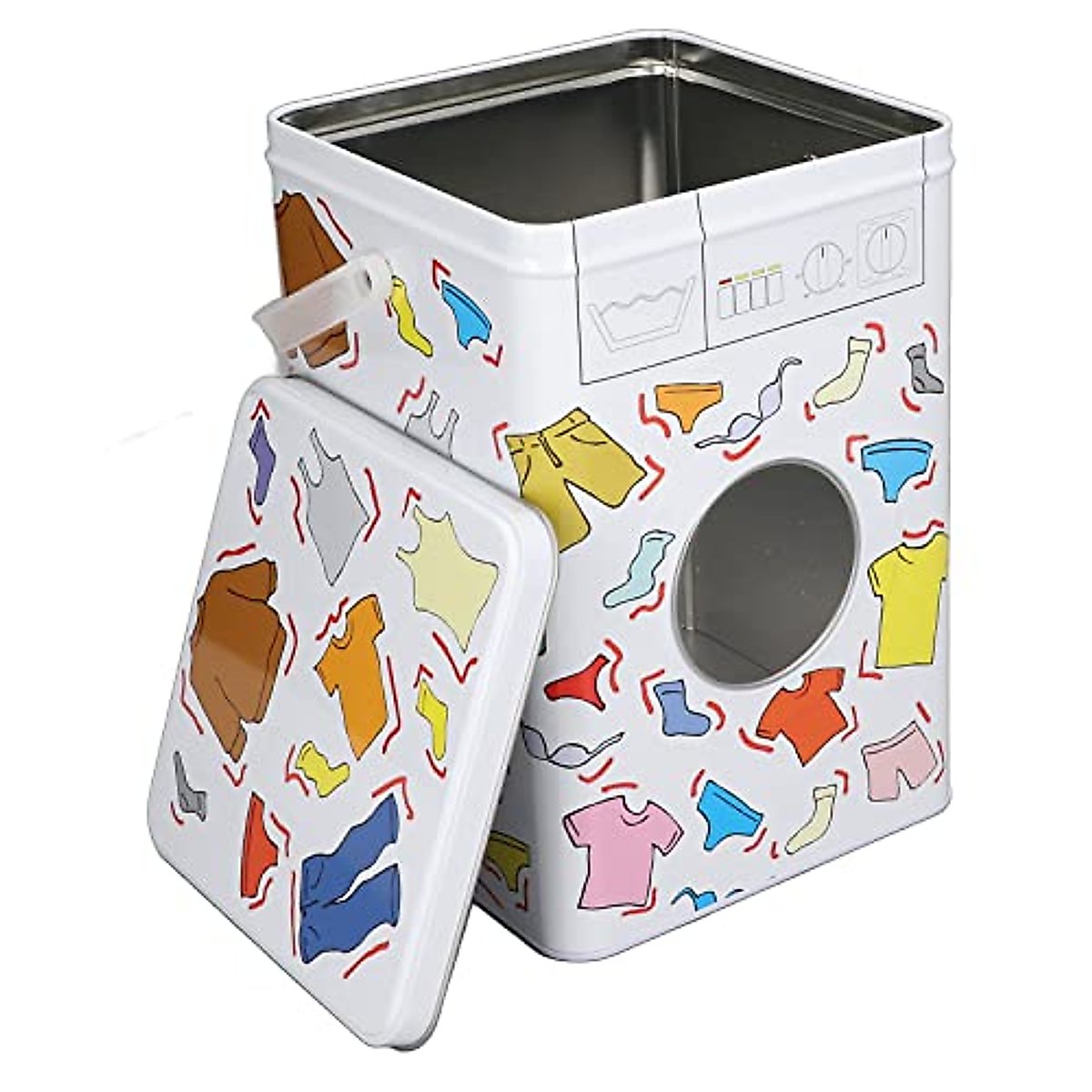 Laundry Detergent Container, Powdered Laundry Detergent Container with Perspective Window Lid Laundry Detergent Powder Storage Tin Box, Washing Machine Appearance Large Capacity Storage Box