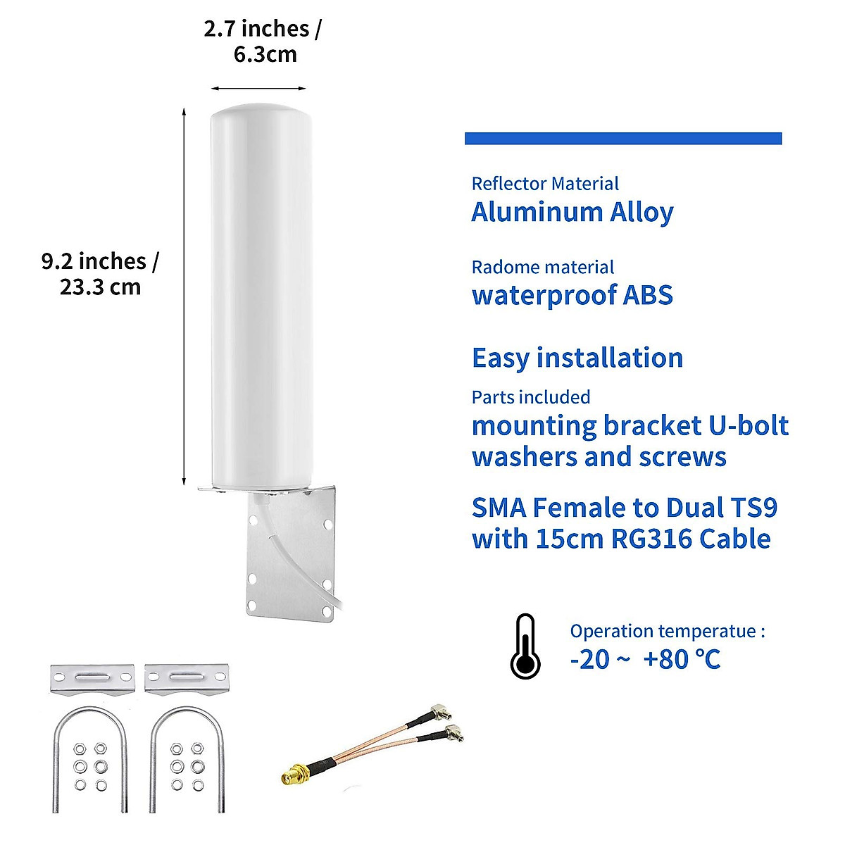 High Gain 10-12dBi External SMA Male/Dual TS9 3G 4G LTE Bracket Mount Long Range Antenna for Netgear Nighthawk M1 MR1100 8800L Mobile Hotpots Router + 26.2 Feet Low Loss KSR240 Extension Cable