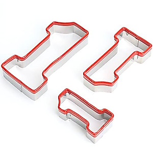 3Pcs Number One Cookie Cutters 5", 4", 3", 1 Cookie Cutter Set, Biscuit Cutter, 0.4MM Thickness Heavy Duty Food-Grade Stainless Steel, Coated with Soft PVC for Protection