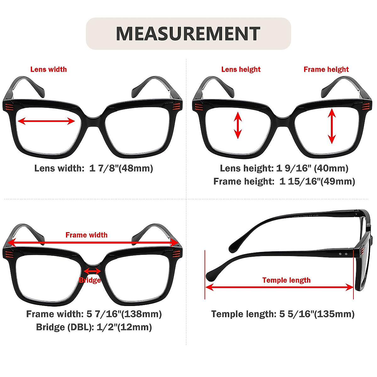 Eyekepper Square Reading Glasses for Women Large Frame Readers - Green +1.50