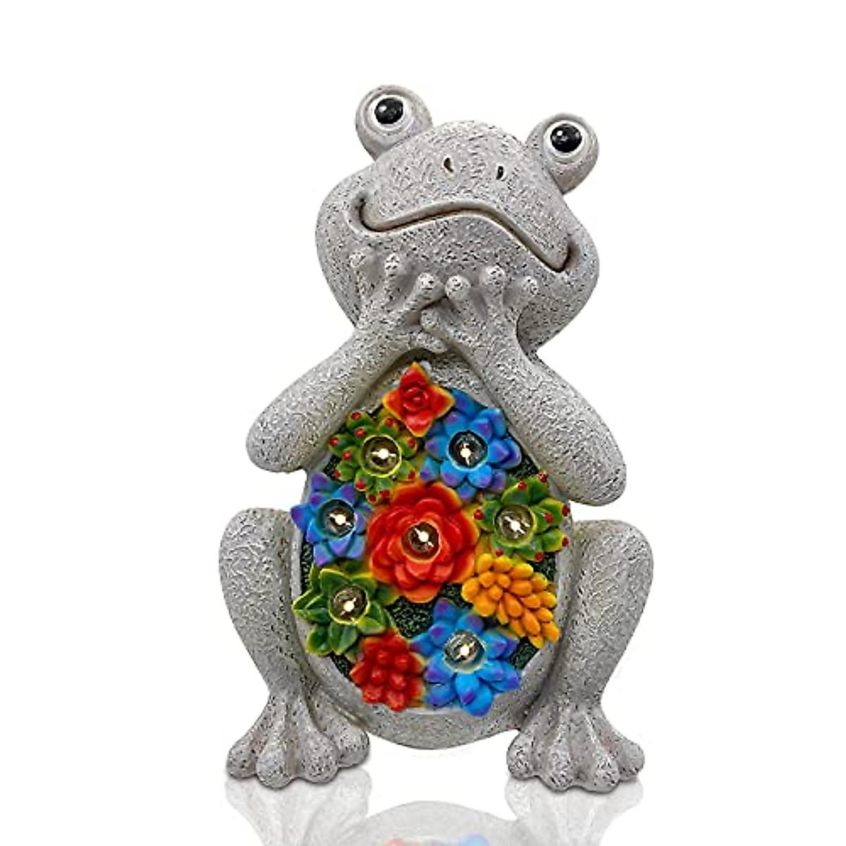 Nacome Solar Garden Statue Frog Figurine with Succulent and 7 LED Lights - Outdoor Lawn Decor Garden Frog Statue for Patio, Balcony, Yard, Lawn Ornament