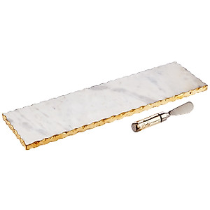 Mud Pie Marble Trivet, 1 1/4" x 8 1/2" Dia, Gold and Mud Pie - 40700003 Mud Pie Marble and Gold Edge Hostess Set Serving Platter, One Size, White