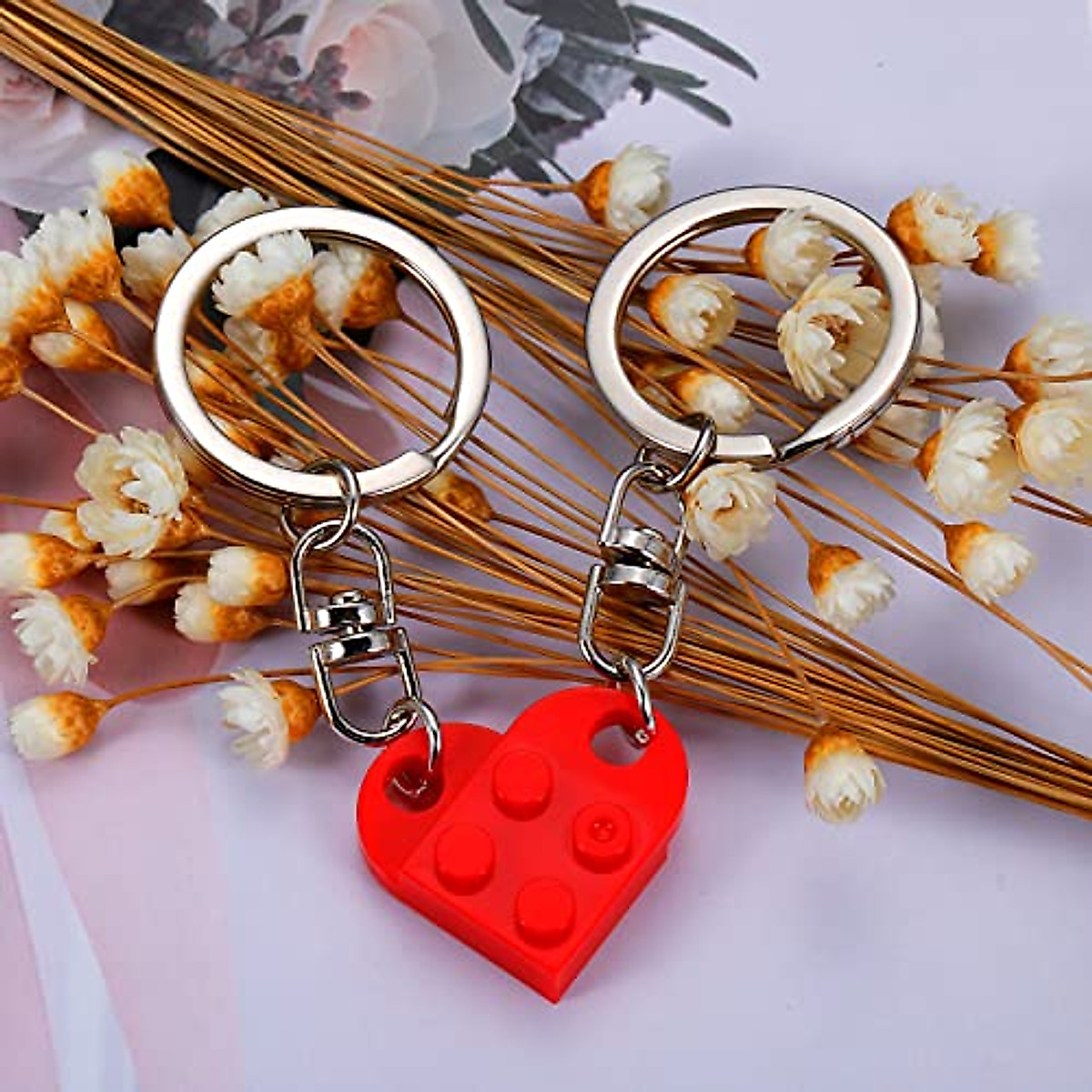 SYGUNAR Matching Couples Stuff Keychain Valentine's Day Gifts for Boyfriend Girlfriend Red Heart Stocking Stuffers for Women