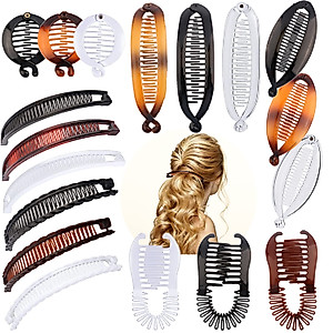 18 Pieces Banana Hair Clips Classic Hair Comb Banana Clips Ponytail Hair Holder for Women Girls, 6 Styles