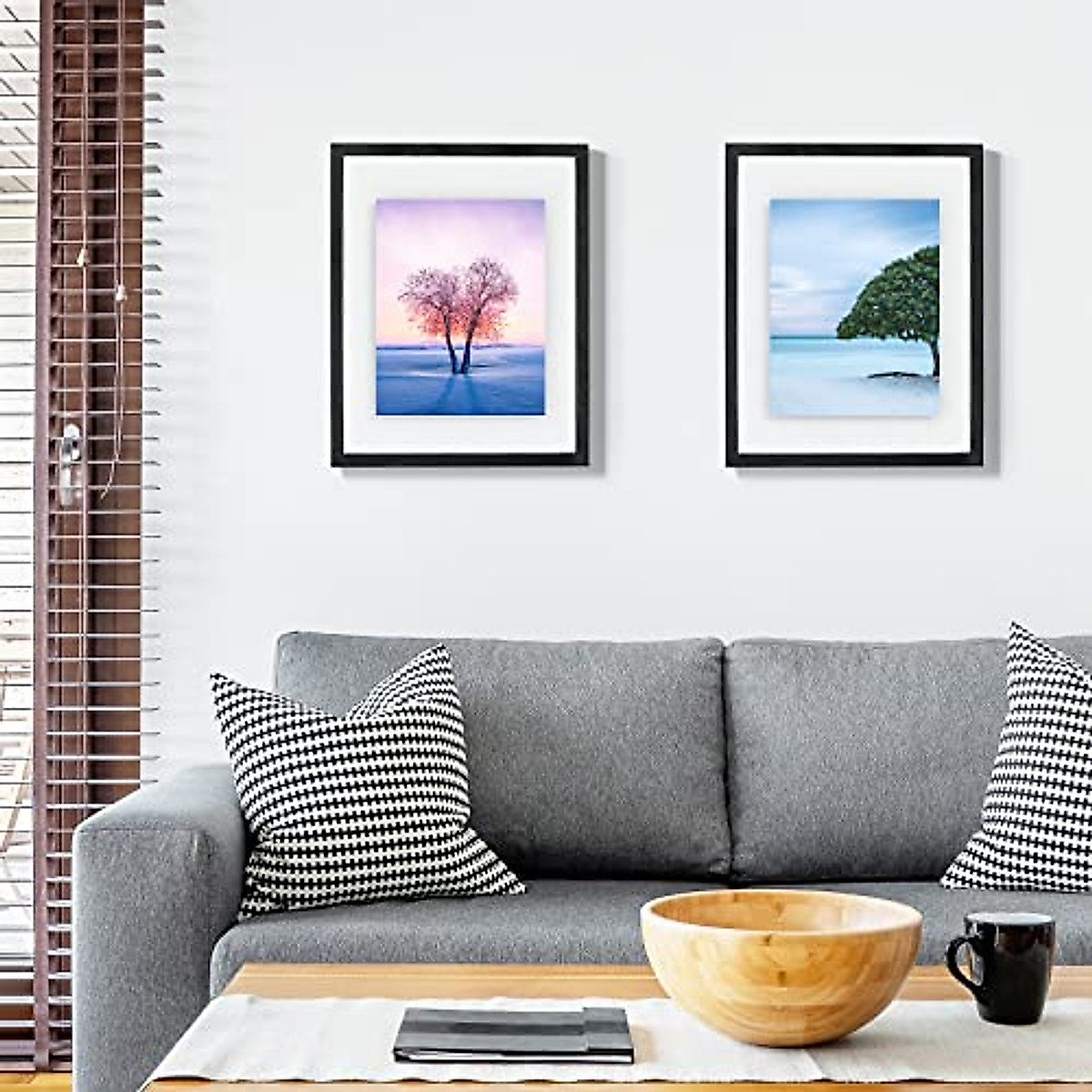 DLQuarts Floating Picture Frames, 11x14 Picture Frame, Floating Display for Photos 2x3, 3.5x5, 5x7, 8x10 or Full Display Without Mat for 11x14 Photos, 2 Pack, Weathered Black